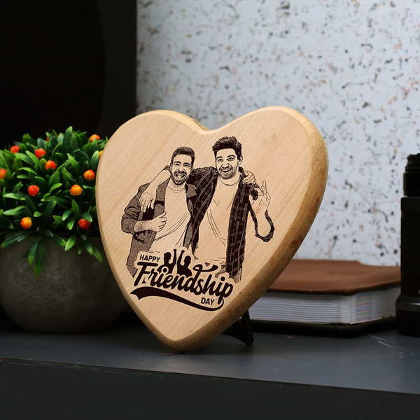 Heart Shape Wooden Photo Frame - Friendship Day – Mishti Gifts