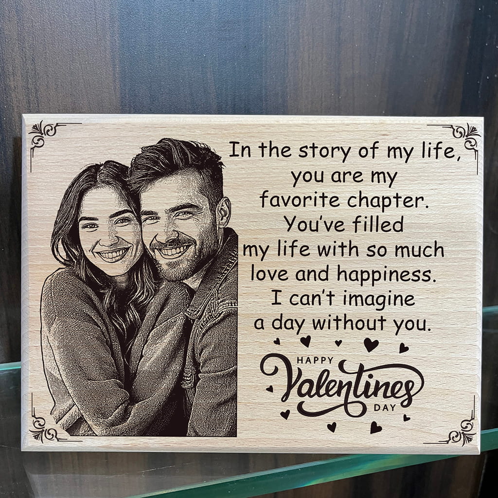 Wooden Laser Engraved Photo frame | Valentine's day – Mishti Gifts