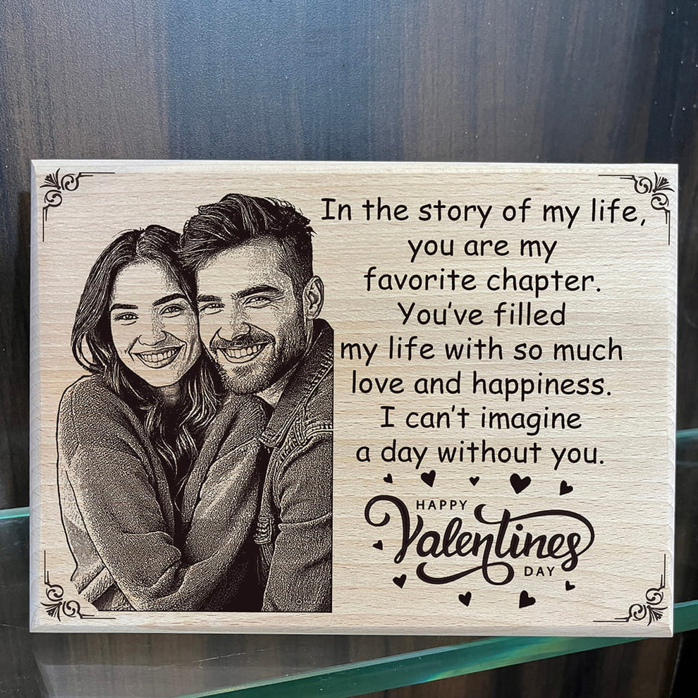 Wooden Laser Engraved Photo frame | Valentine's day – Mishti Gifts