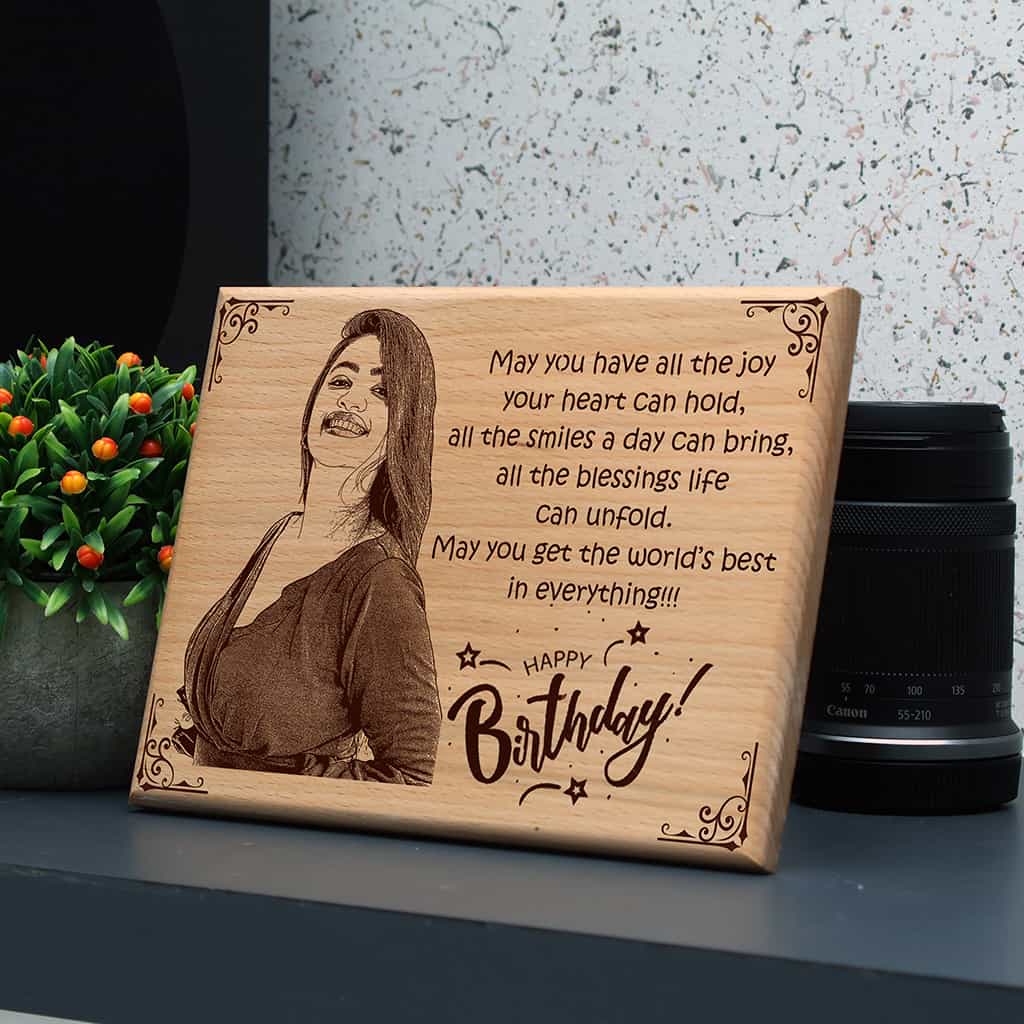 “Birthday” Laser Engraved Wooden Frame – Mishti Gifts